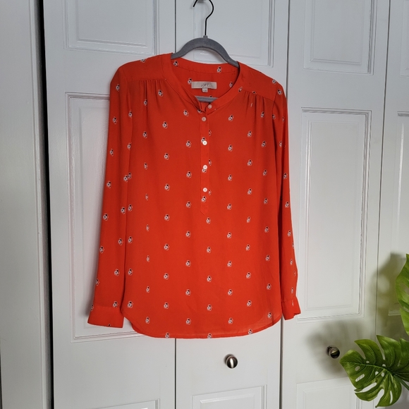 LOFT | Tops | Orange Loft Button Up | Poshmark